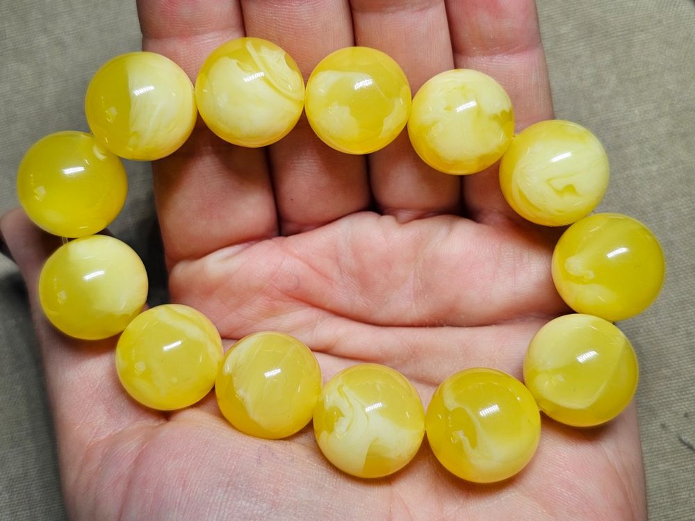 Armband 18 mm Kugeln butterscotch weiß groß Modeschmuck Mode (Neu ...