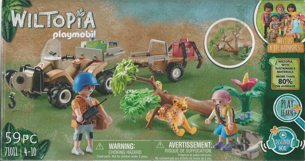 PLAYMOBIL WILTOPIA 71011 QUAD DI SOCCORSO ANIMALI DELL'AMAZ (Nuovo e ...