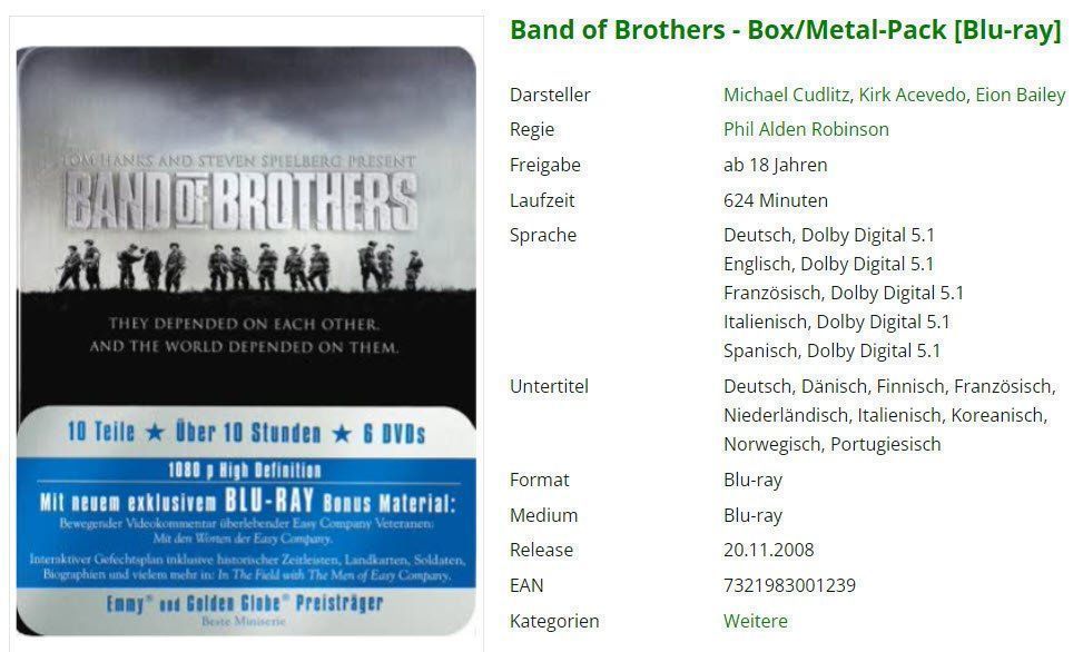 Band of Brothers - Steelbook [Blu-ray] | Kaufen auf Ricardo