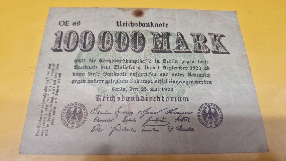 Historische Reichsmark 100'000 Banknote 1923 | Kaufen auf Ricardo