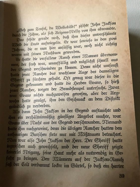 Abenteuer-Roman antik "die feindl. Rancher" alte Schrift (Gebraucht) in ...