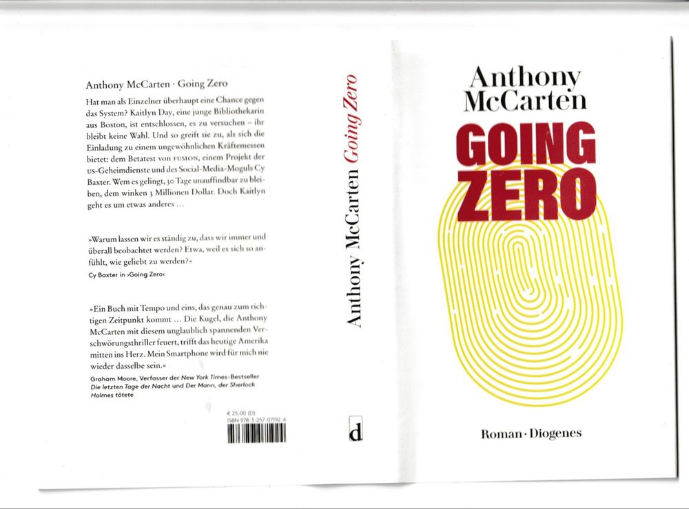 Anthony McCarten: GOING ZERO (Gebraucht) in Ruggell für CHF 1 – mit Lieferung auf Ricardo kaufen