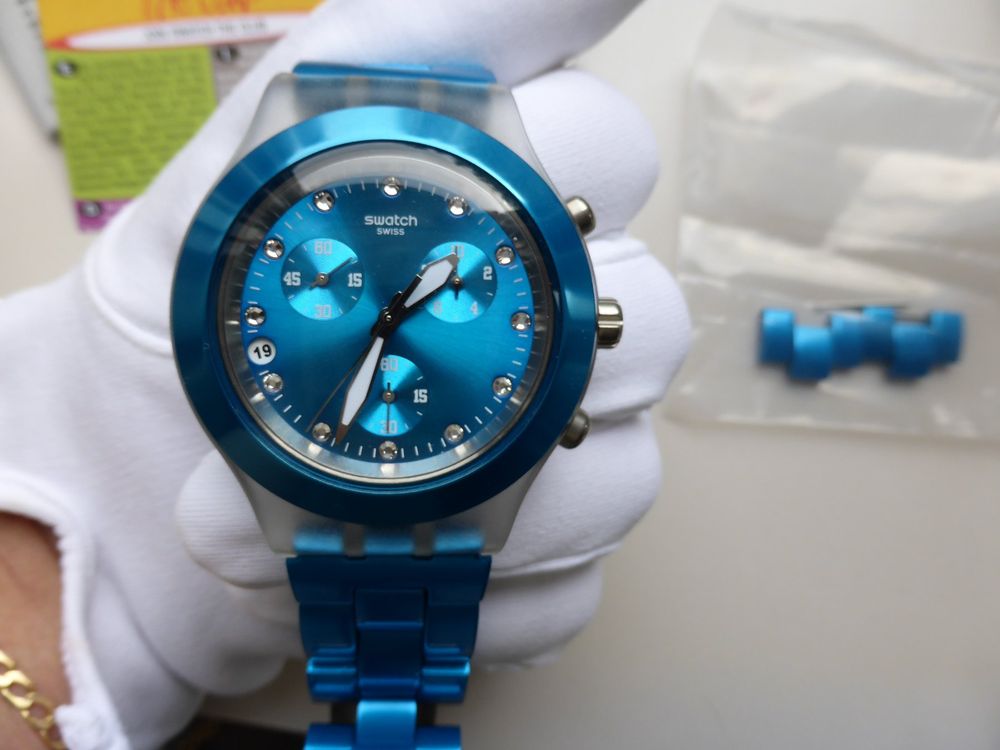 SWATCH IRONY DIAPHANE ALU - CYAN TÜRKIS - WIE NEU - IN OV (Neu (gemäss Beschreibung)) in für CHF ...