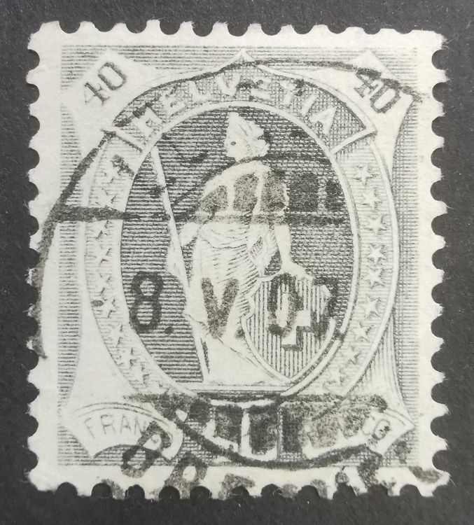 TR91 Timbre Suisse Oblitere Debout 40 rp 1907 (Gebraucht) in Cousset für CHF 0.75 – mit ...