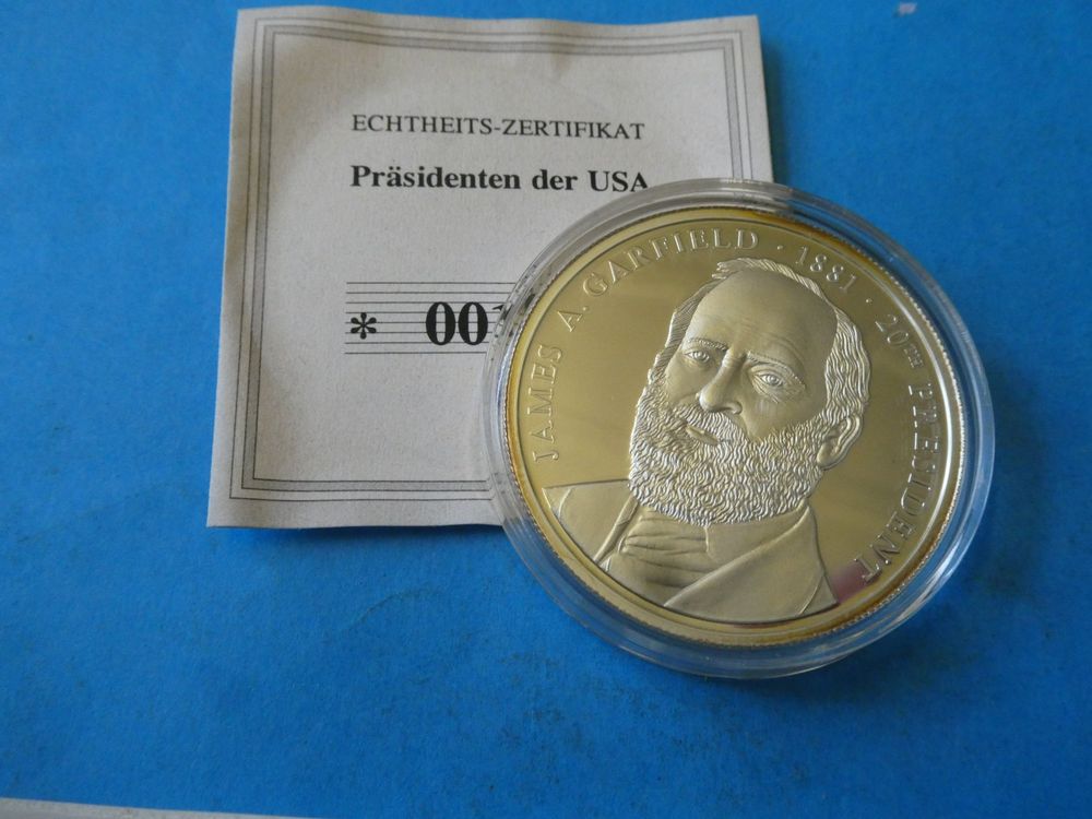 versilberte Medaille 40 mm PP, Präs. James A. Garfield 1881 (Neu ...