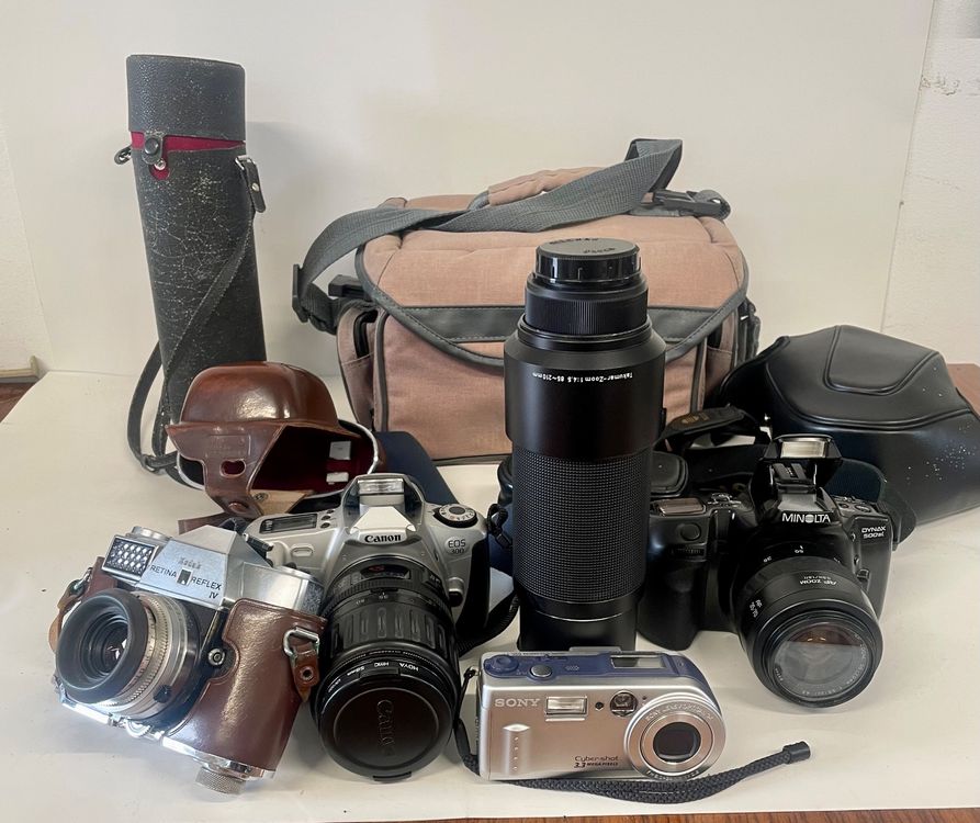 Lot 4 Alte Fotoapparat und 1 x Zoom Obijekt (Gebraucht) in Root für CHF ...