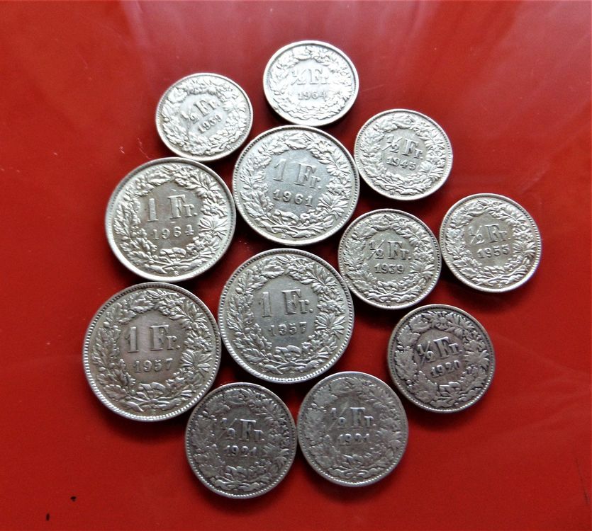 SILBER -LOT SCHWEIZ 4X 1 Fr und 8X50 Rp. bis vorz. (Gebraucht) in Glis ...