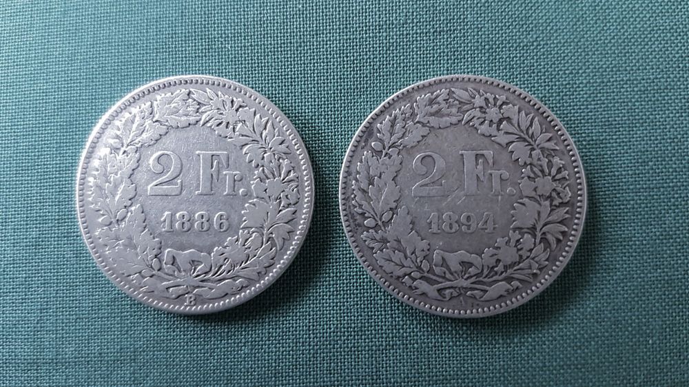 2 x 2 Franken Silbermünzen 1886 und 1894 ab nur 1 Franken !! | Kaufen ... 2 x 2 Franken Silbermünzen 1886 und 1894 ab nur 1 Franken !! | Kaufen ...