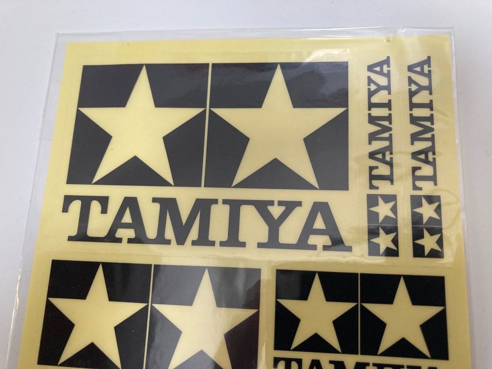 Tamiya Aufkleber Logo in diversen Grössen SCHWARZ / GELB (Neu und ...