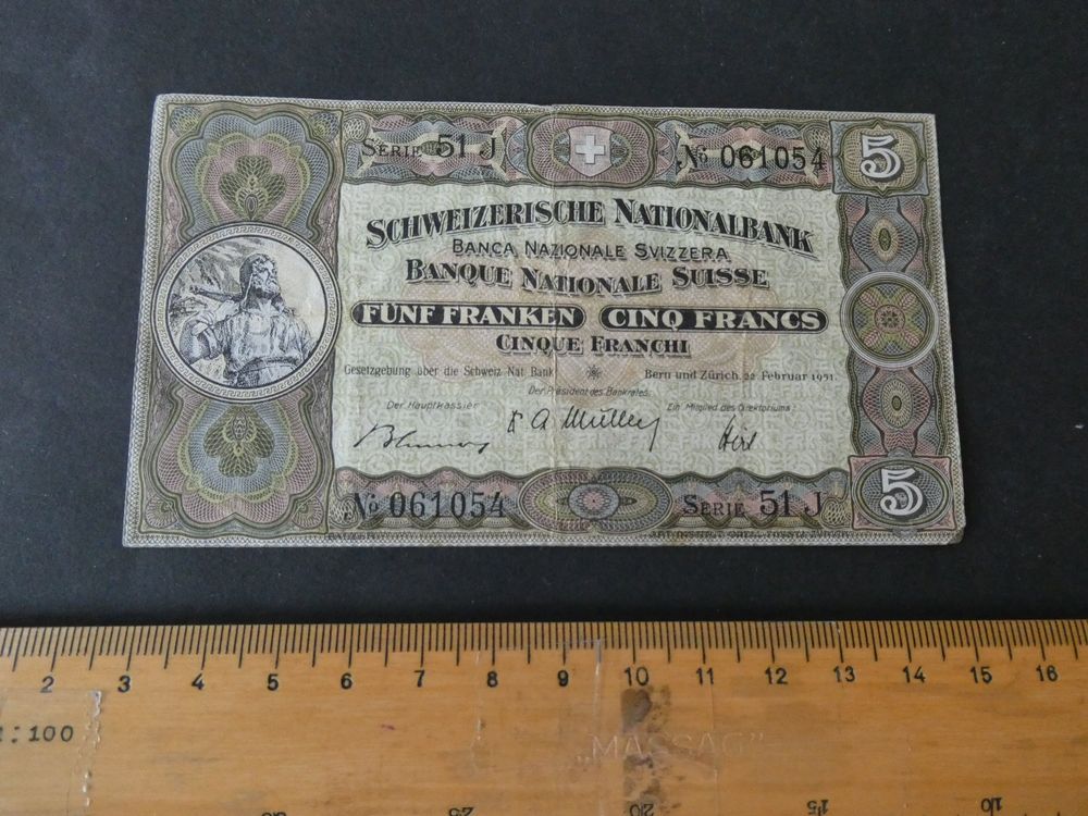 Schweiz 1951, 5 Franken (Gebraucht) in Hinterforst für CHF 3 – mit Lieferung auf Ricardo kaufen
