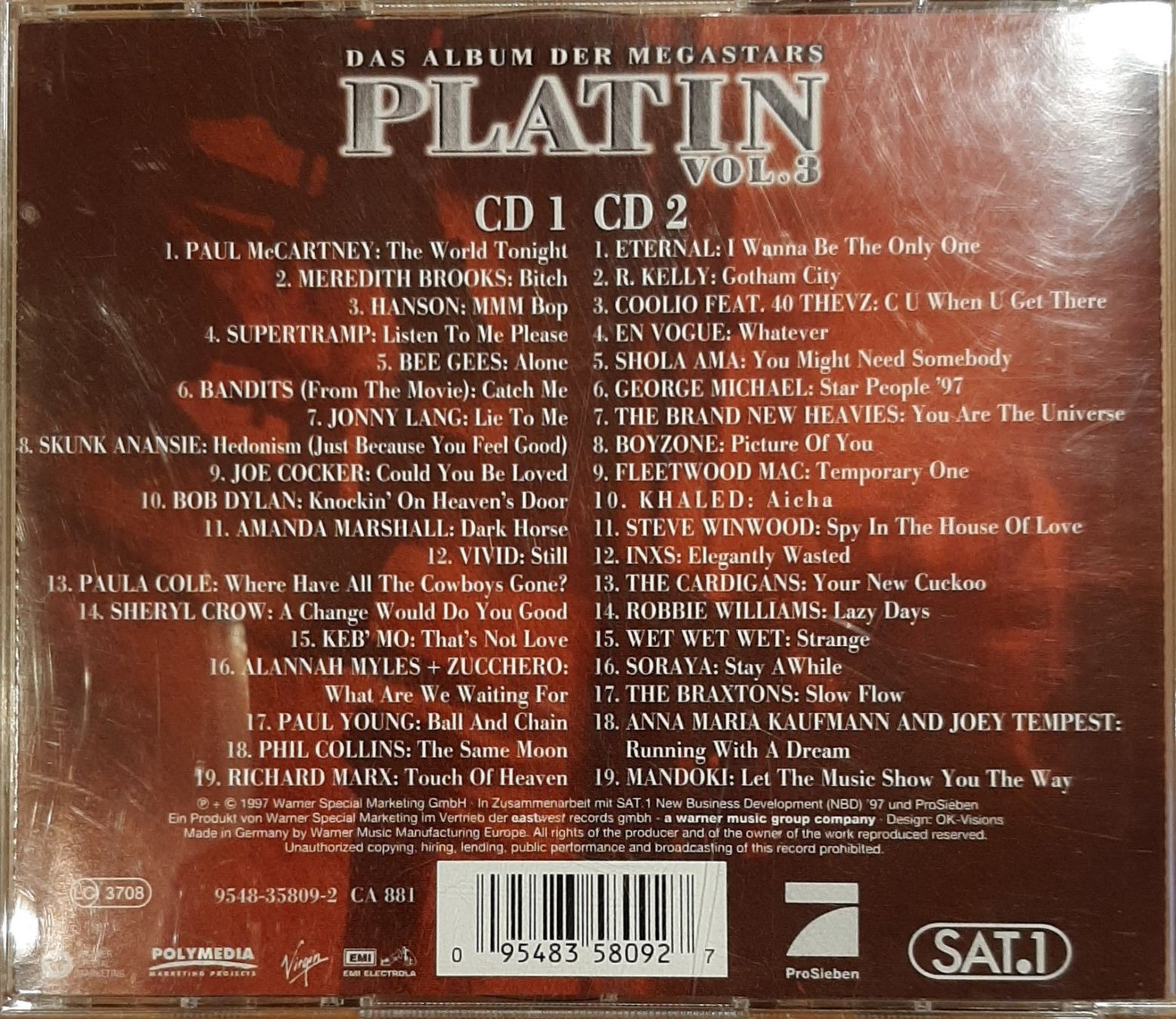 Platin Vol.3 - Album der Megastars, 2CD Hit Sampler 1997 (Gebraucht) in ...