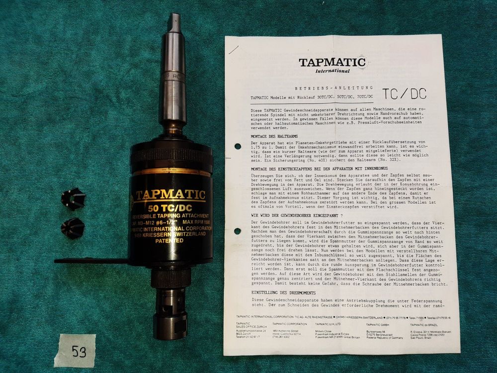 TAPMATIC, Gewindeschneidapparat mit Rücklauf | Kaufen auf Ricardo