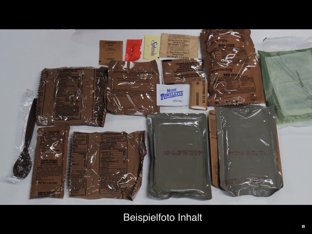 Original US Army MRE Menu #8 Meatballs in Sauce Insp. 1/25 (Neu und ...