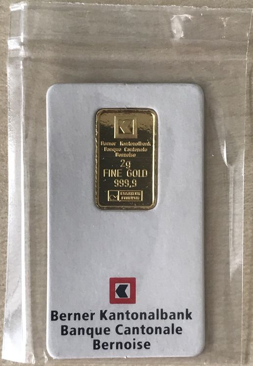 sehr schöner 2 Gramm Goldbarren 999.9 Fine Gold Berner KB | Kaufen auf ...