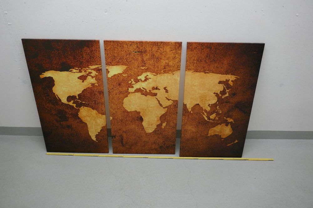 Bilder Weltkarte Leinwand 3Stk. 50x90cm (Neu (gemäss Beschreibung)) in Dettighofen für CHF 30 ...