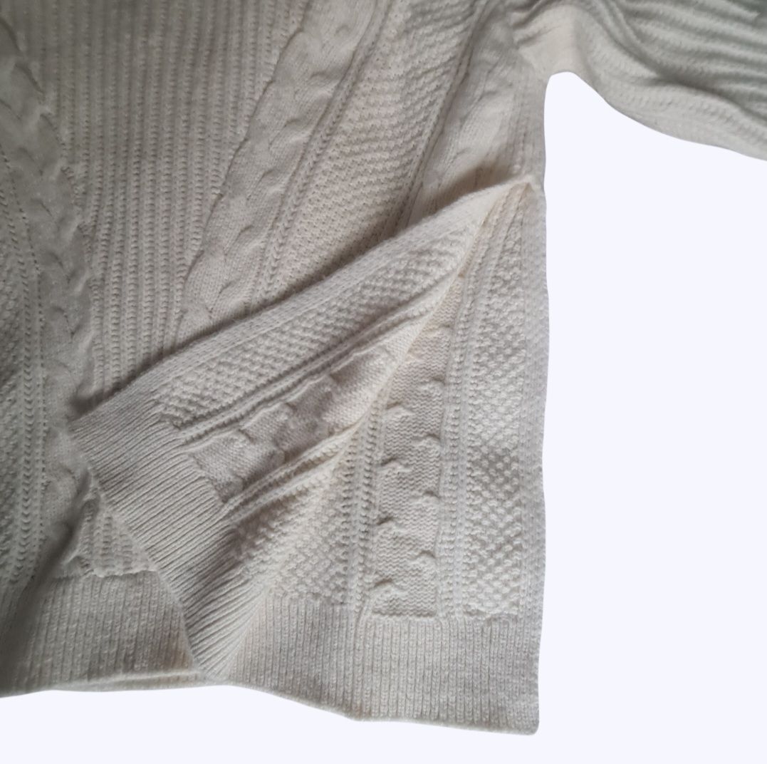 Pull col roulé en maille torsadée - Blanc cassé - Taille M (Neuf (Voir ...