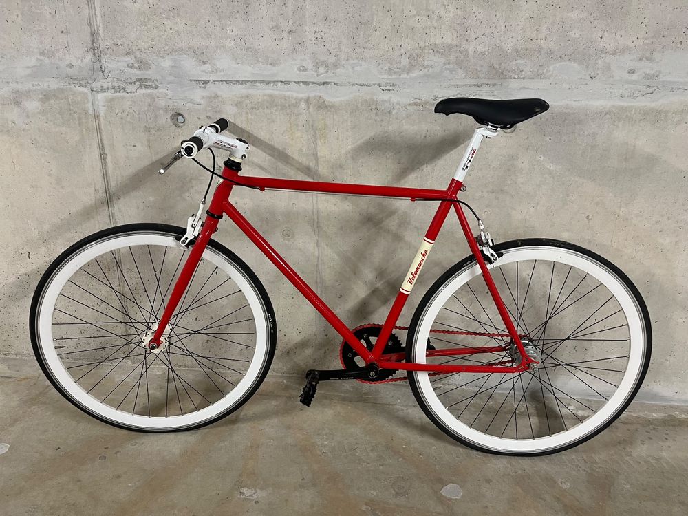 Fixie Velo Singlespeed Fahrrad Velomondo rot weiss stylisch (Gebraucht ...