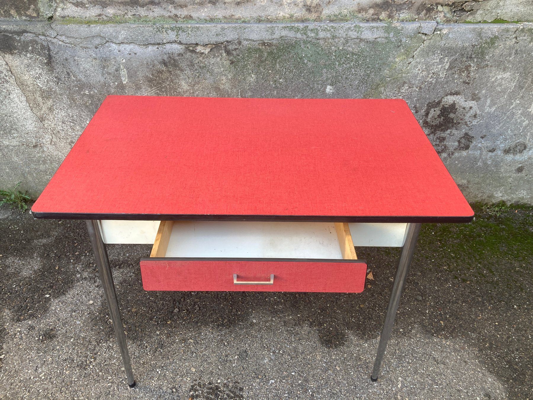 Retro Tisch Kelco mit Schublade, rot/weiss, 60er Jahre Stil (Gebraucht ...