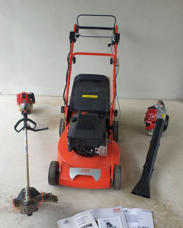 Set: Rasenmäher Sabo, Motorsense & Blasgerät/Sauger Robin (Gebraucht ...