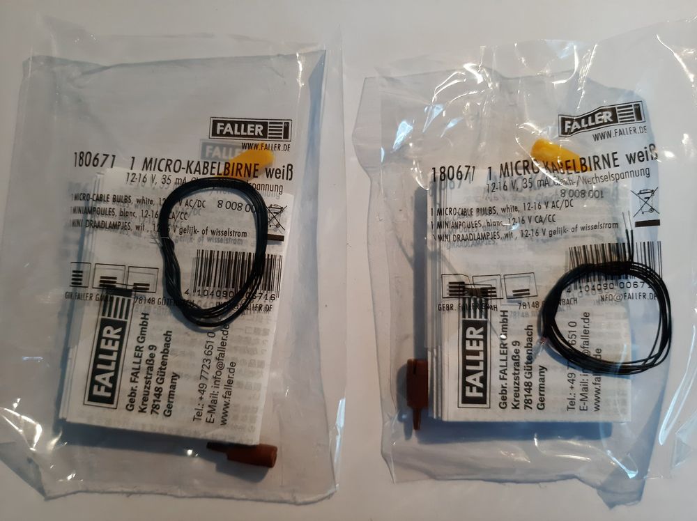 Faller 180671 Micro-Kabelbirne weiss, 12-16V (Neu und originalverpackt ...