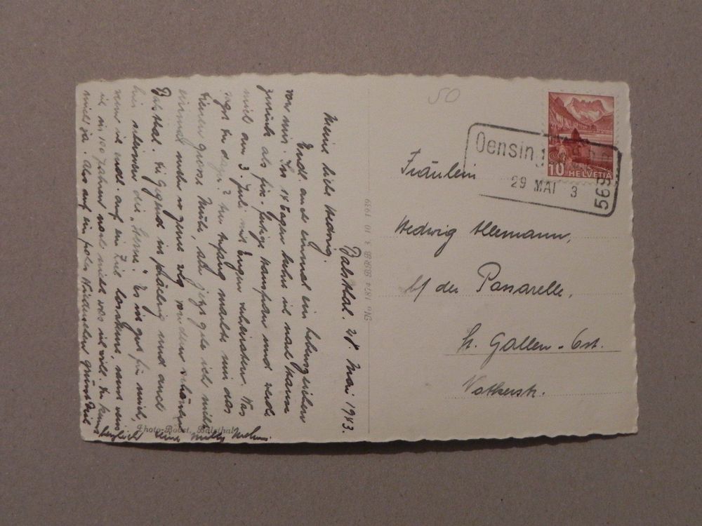 Karte Balsthal SO Bahnhof 1943 Bahn Stempel Oensingen SBB (Gebraucht ...