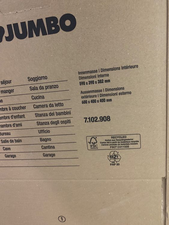 10 x Jumbo Umzugskartons Karton Schachtel 60cm x 40cm x 40cm (Neu ...