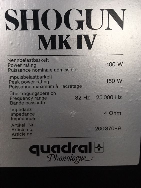 Lautsprecher QUADRAL SHOGUN MK IV (Gebraucht) in Lützelflüh-Goldbach ...