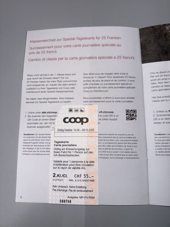 SBB Day Pass Ticket - Valid until Oct 8, 2025 - CHEAP! (Neu (gemäss ...