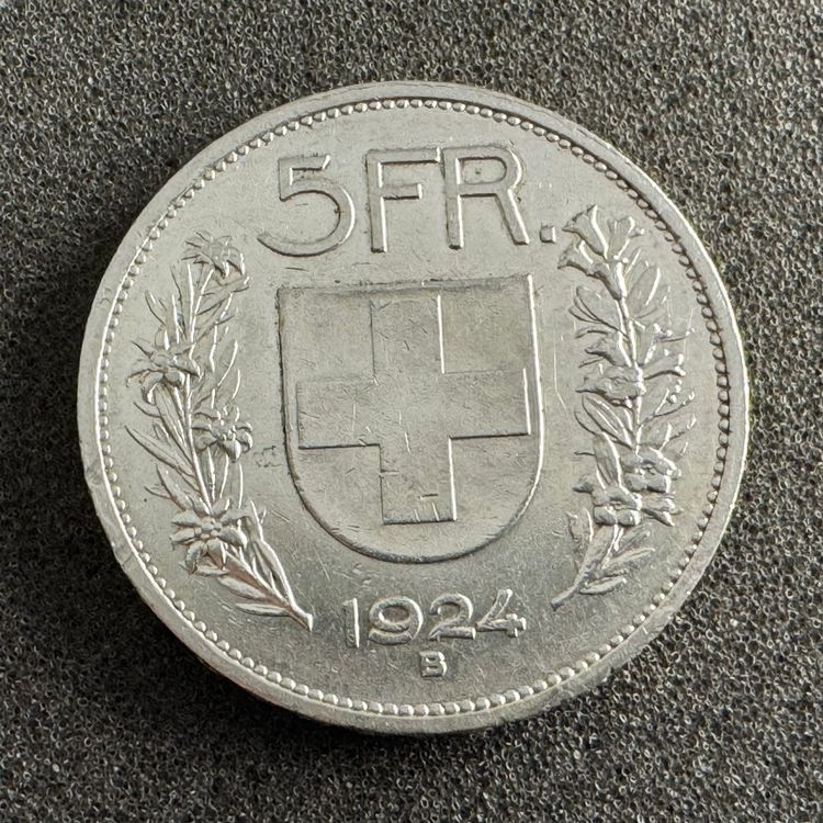 5 Franken Silber Schweiz 1924 -vz (Gebraucht) in Reitnau für CHF 525 – mit Lieferung auf Ricardo ...