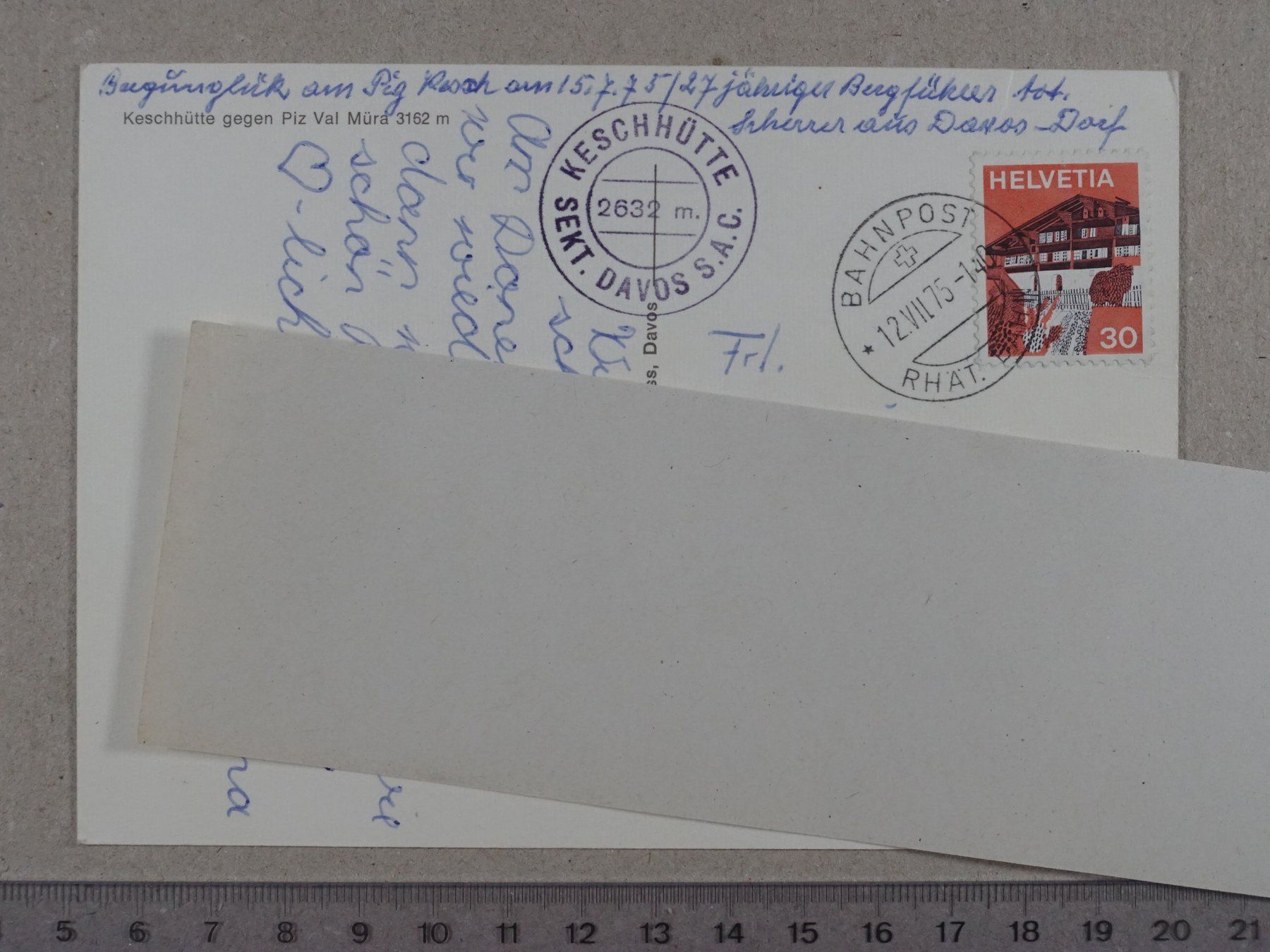 Keschhütte SAC, Piz Val Müra, Bahnpost Stempel Rhät. Bahn (Gebraucht ...