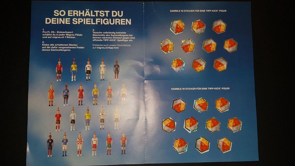Migros Sticker Tipp-Kick Mania volle Sammelkarte 20 Sticker (Neu (gemäss Beschreibung)) in ...
