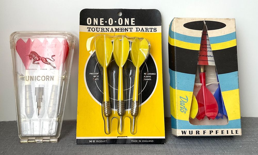 🔴⚫️ 3x Vintage DART Sets Unicorn One•O•One – 70er Jahre 🔴 (Gebraucht ...