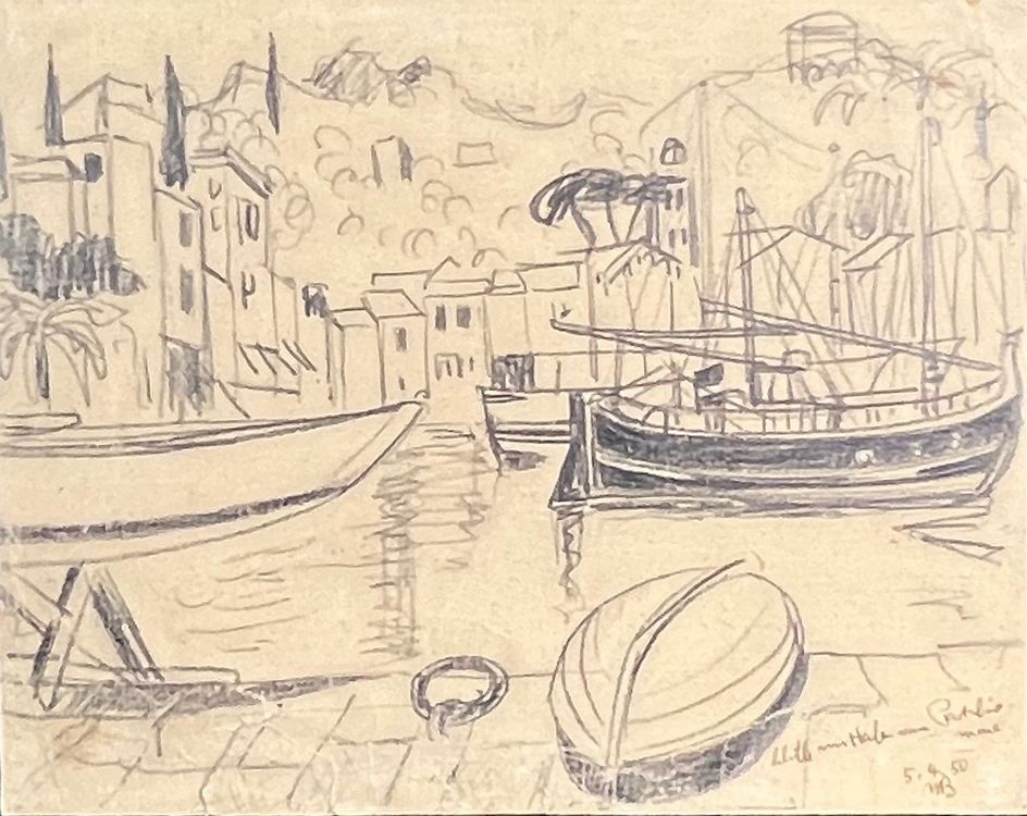 Matrin Brieger. Hafen, 1950. Kohle auf Papier. (Gebraucht) in Zumikon ...