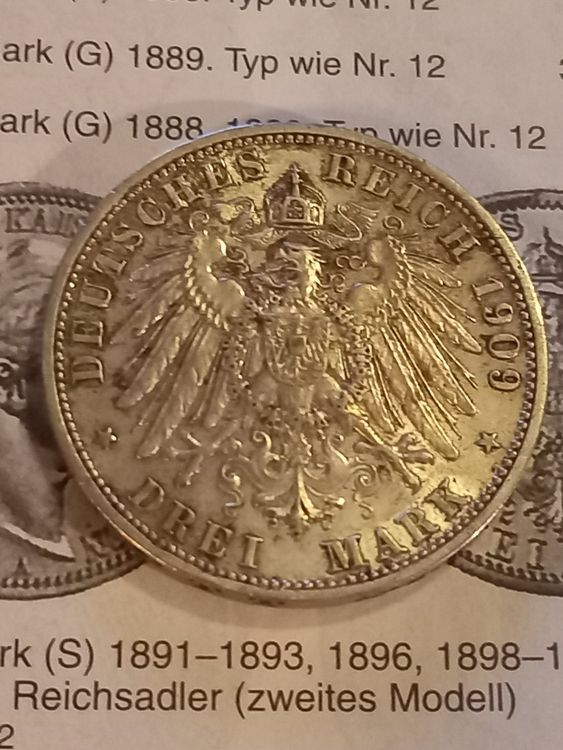 3 Mark Silber Wilhelm II 1909 DEUTSCHES REICH | Kaufen auf Ricardo 3 Mark Silber Wilhelm II 1909 DEUTSCHES REICH | Kaufen auf Ricardo