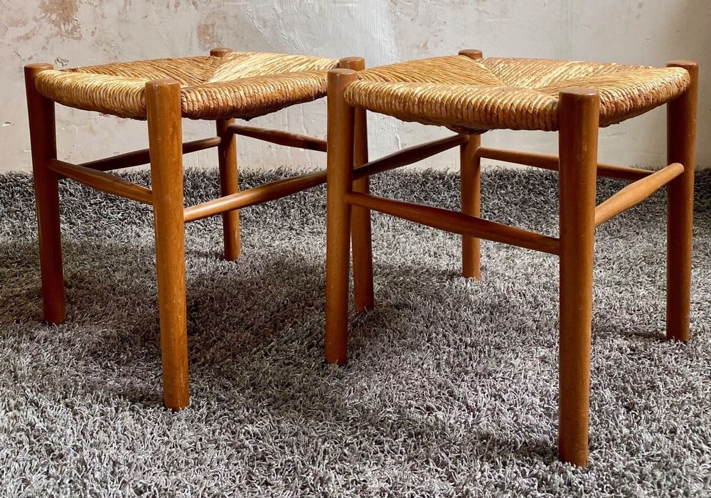 2 Vintage 80 Jahre Design Hocker Bast | Kaufen auf Ricardo