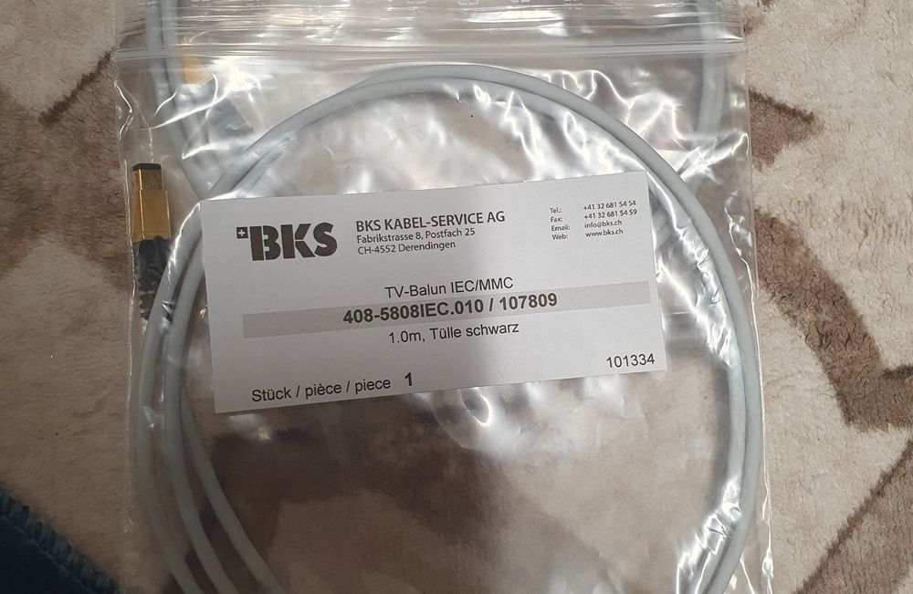BKS 408-5808IEC.010 TV-Balun IEC/MMC, 1.0m, Tülle schwarz (Neu und ...