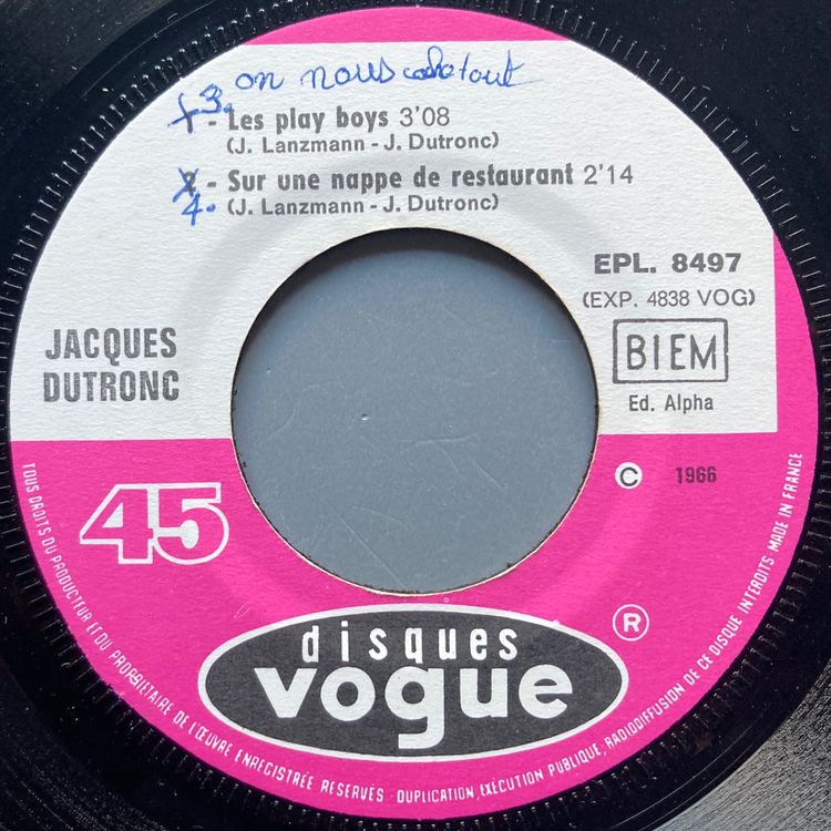 JACQUES DUTRONC - LES PLAY BOYS (Gebraucht) in Poliez-Pittet für CHF 3 ...