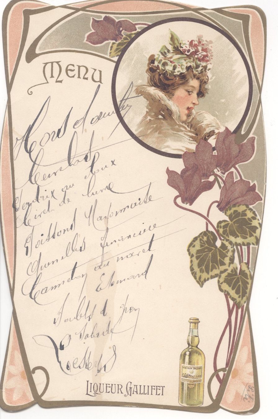 Menu / Speisekarte -Liqueur Gallifet (D'occasion) à Biel/Bienne pour ...