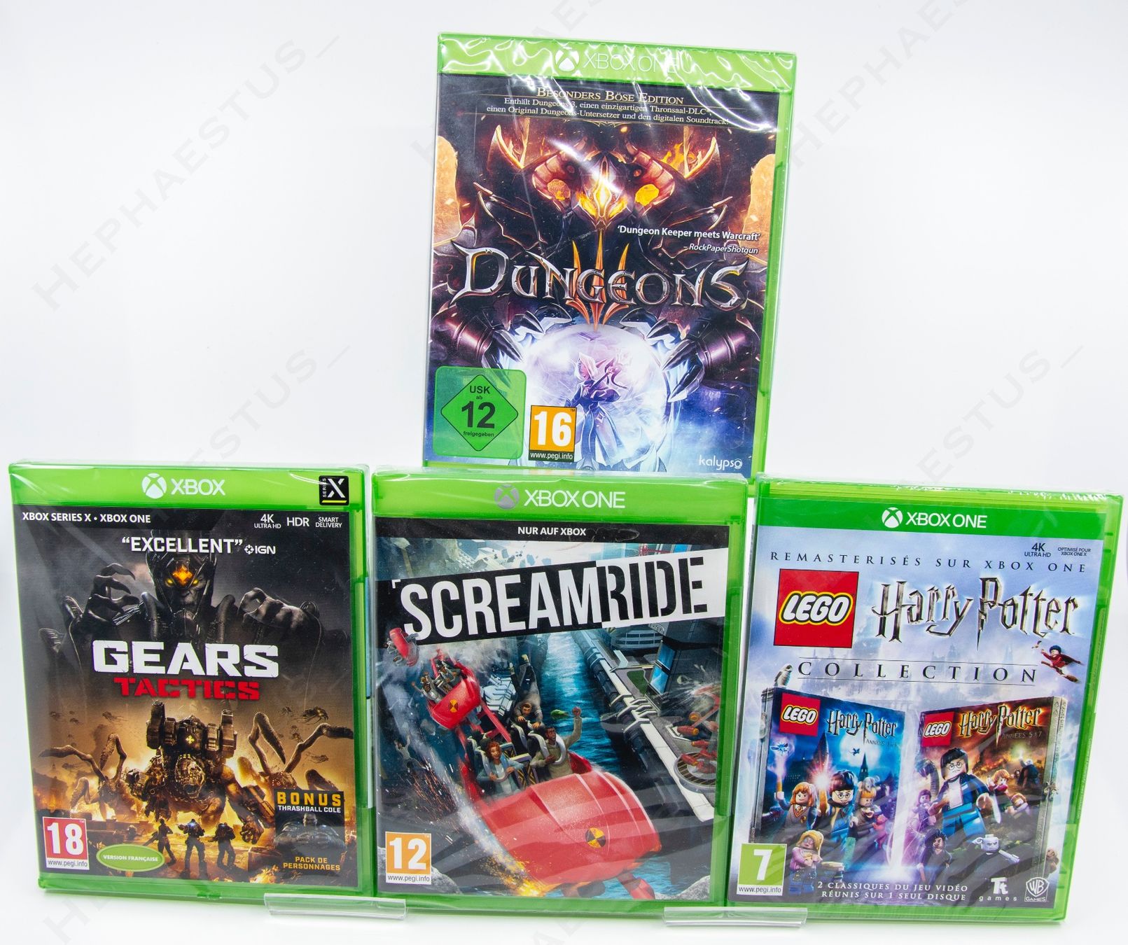 4x Xbox Bundle: Dungeons, Gears Tactics, Screamride, Lego HP (Neu und ...