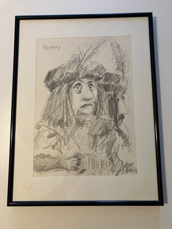 gerahmte Zeichung Schnitzelbank "Muffty" (BSG) (Gebraucht) in Basel für ...