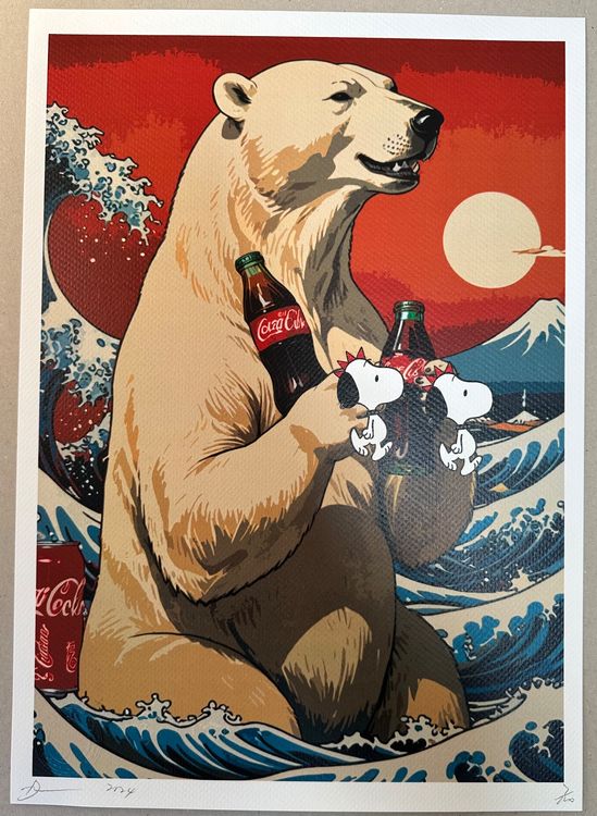 Death: Coca Cola Icebear & Snoopy, POP Art signiert 7/100 (Neu (gemäss ...