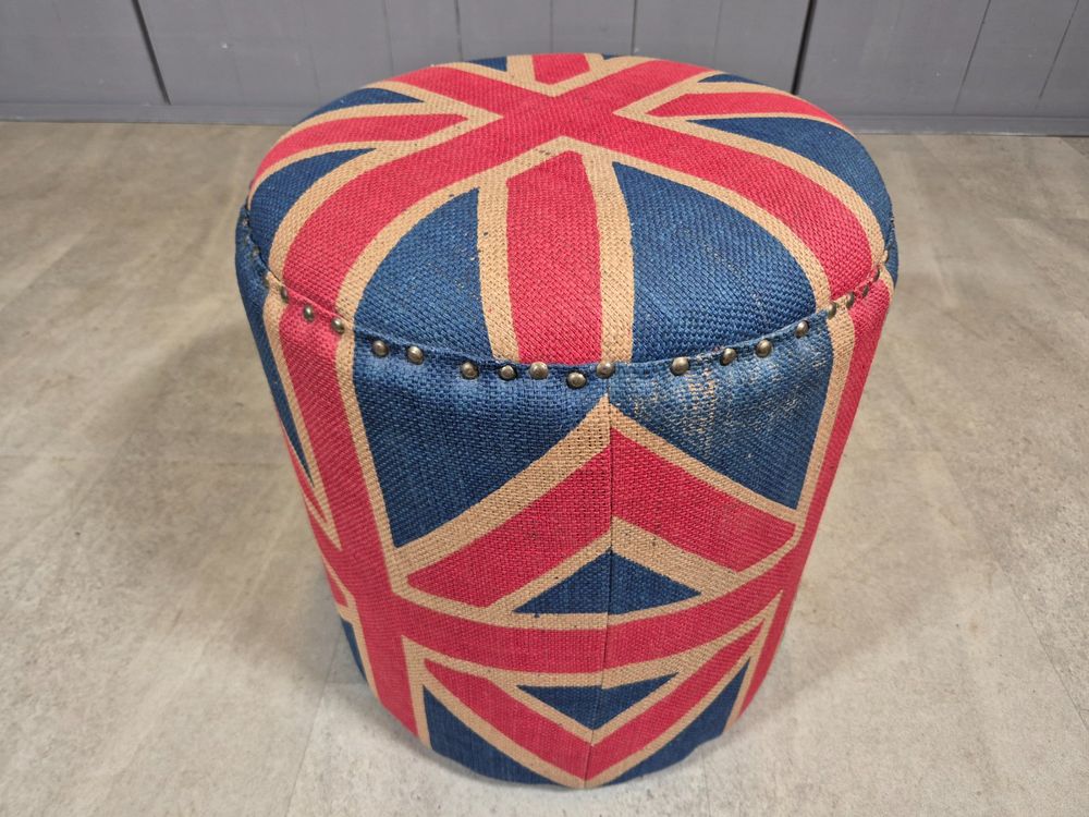 Vintage Union Jack GBR Pouf Stool, Hocker Polsterhocker (Gebraucht) in ...