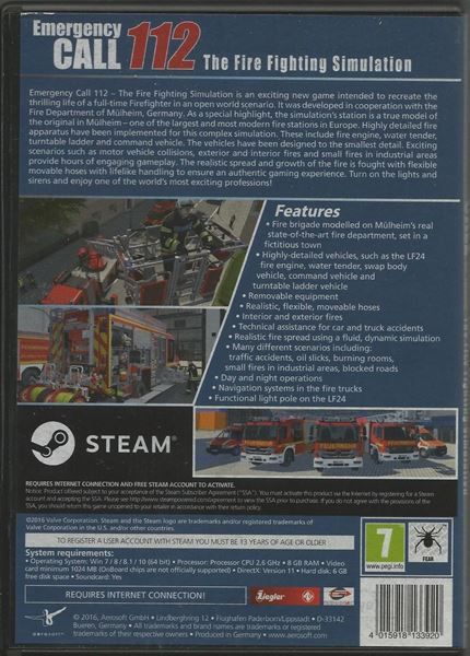 Emergency Call 112 The Fire Fighting Simulation (PC DVD-Box) (Gebraucht ...