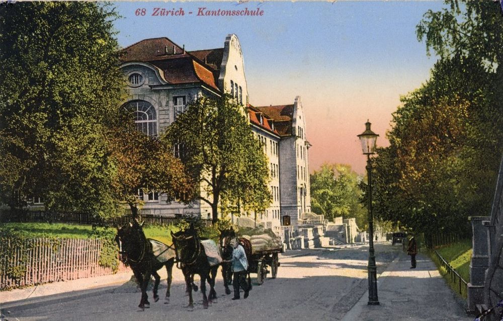 Zürich ZH - Pferdefuhrwagen / Kantonsschule um 1922 (Gebraucht) in Niedergesteln für CHF 6.4 ...