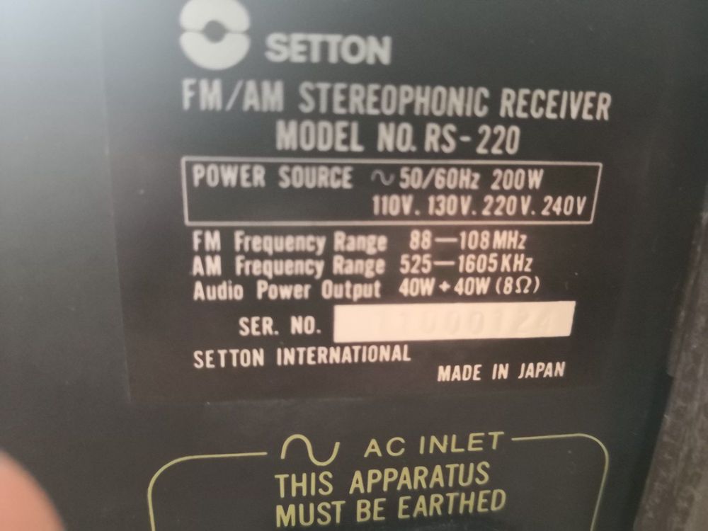 Verstärker/Receiver Setton RS-220 (Gebraucht) in Münchenbuchsee für CHF 180 – nur Abholung auf ...