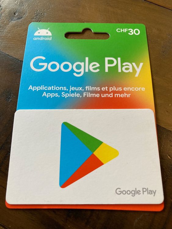 Google Play Card 30.- (Neu und originalverpackt) in Weiningen ZH für CHF 20 – mit Lieferung auf ...