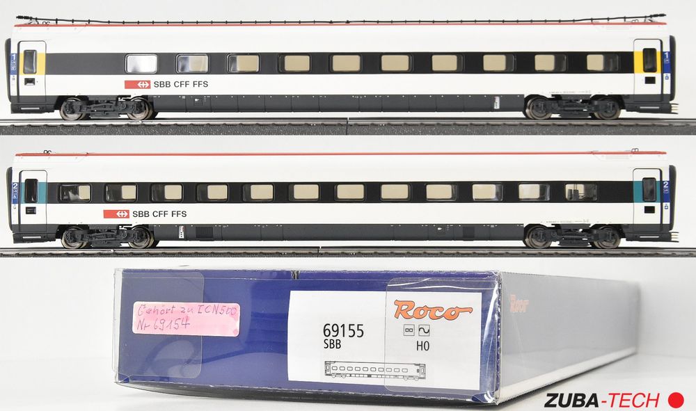Roco 69155 ICN Zusatzwagenset 2-tlg SBB H0 WS mit OVP (Neu (gemäss ...