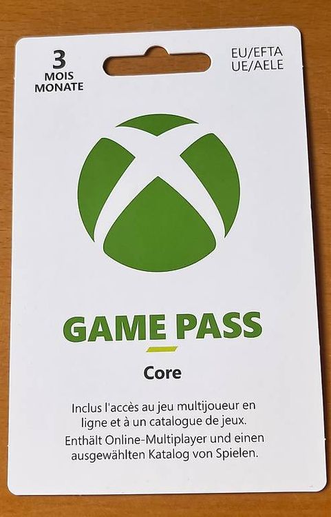 Je vends un carte Game pass Core pour Xbox (Gebraucht) in Allaman für ...