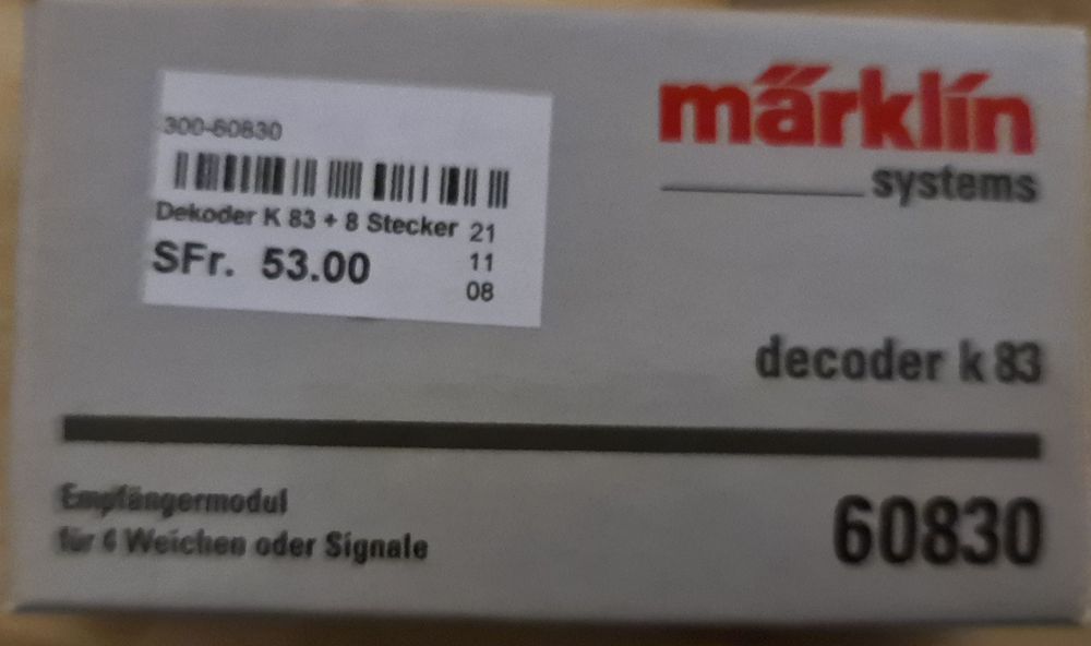Märklin Decoder K 83, neu (Neu und originalverpackt) in Biberist für ...