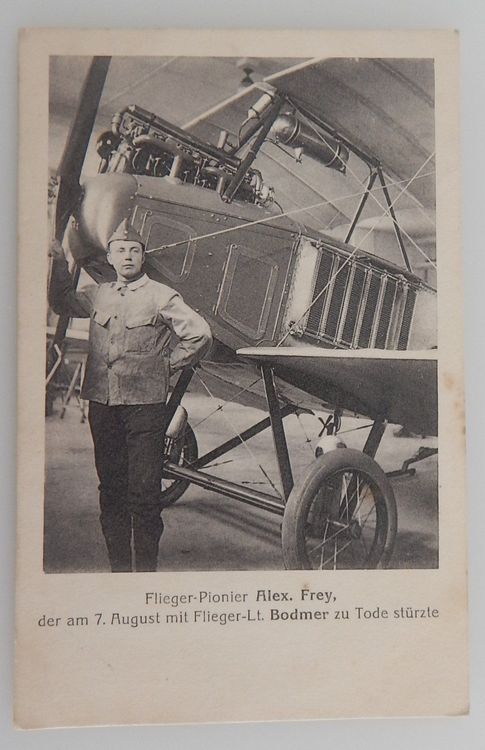 Postkarte Flieger Pionier Alex Frei mit Flieger-Lt. Bodmer (Gebraucht) in Langendorf für CHF 5 ...